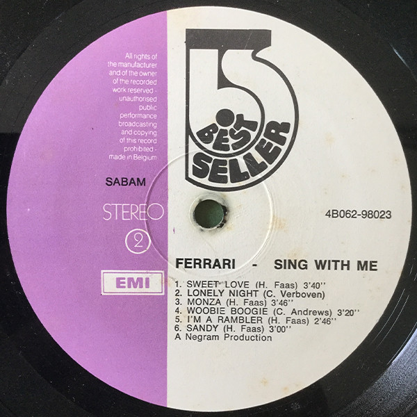 Ferrari (3) – Sing With Me (LP, Album) – akerrecords.nl