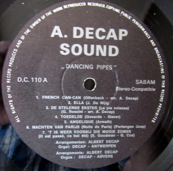 Decap Organ Antwerp – A. Decap – Sound Dancing Pipes Volume 10 (LP ...