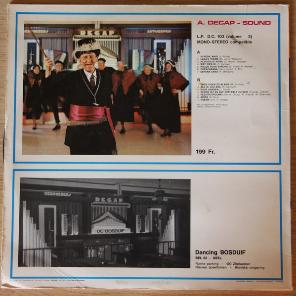 Decap Organ Antwerp – A. Decap – Sound Volume 3 Dancing Bosduif (LP ...