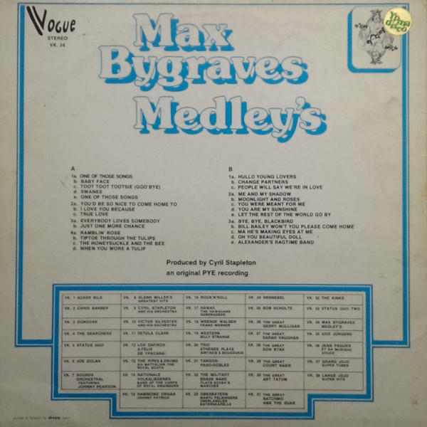Max Bygraves – Max Bygraves Medley’s (LP, Album) – akerrecords.nl
