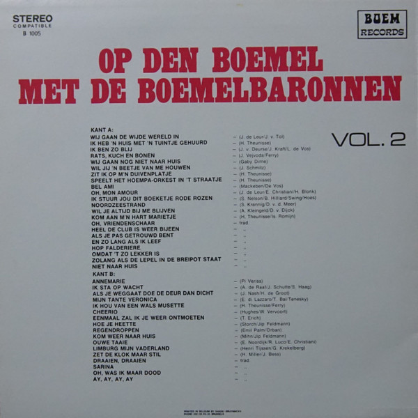 De Boemelbaronnen – Op Den Boemel Met De Boemelbaronnen Vol. 2 (LP ...