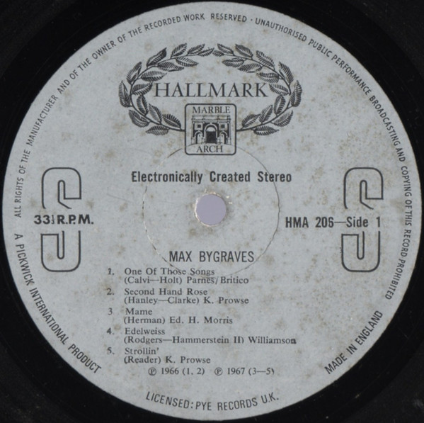 Max Bygraves – Max Bygraves (LP, Comp) – akerrecords.nl