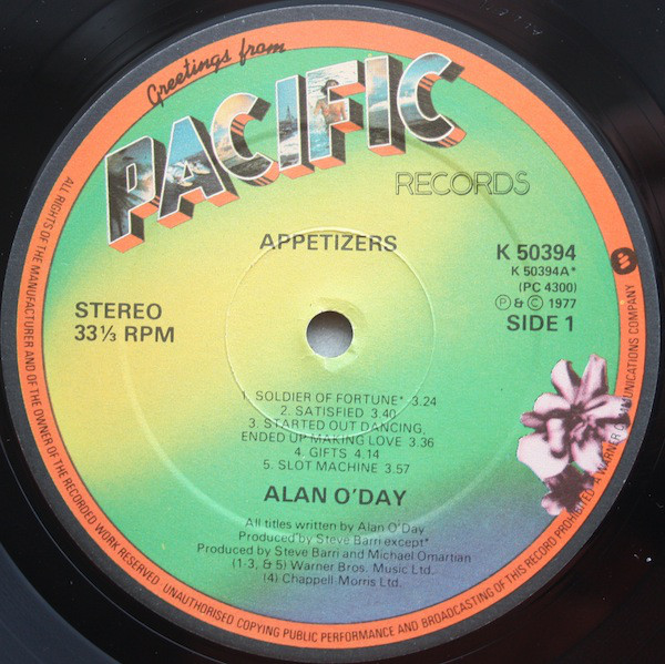 Alan O’Day – Appetizers (LP, Album) – akerrecords.nl