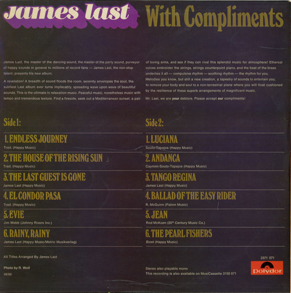 James Last – With Compliments (LP, Album) – akerrecords.nl