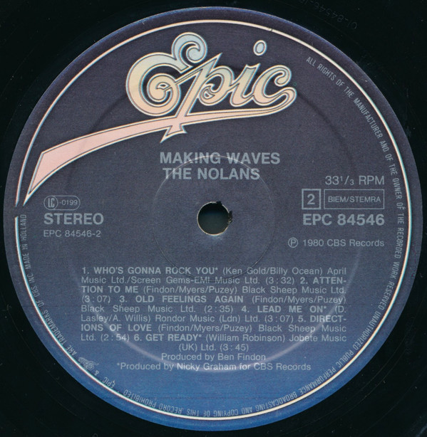 The Nolans – Making Waves (LP, Album) – akerrecords.nl