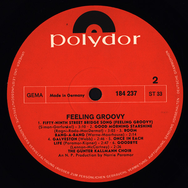 Günter Kallmann Chor – Feeling Groovy (LP, Album) – akerrecords.nl