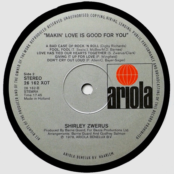 Shirley Zwerus – Makin’ Love Is Good For You (LP, Album) – akerrecords.nl