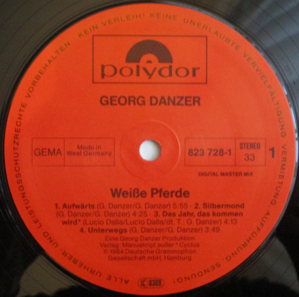 Georg Danzer – Weiße Pferde (LP, Album) – akerrecords.nl