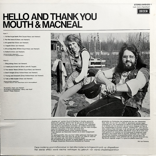 Mouth & MacNeal – Hello And Thank You (LP, Album) – akerrecords.nl