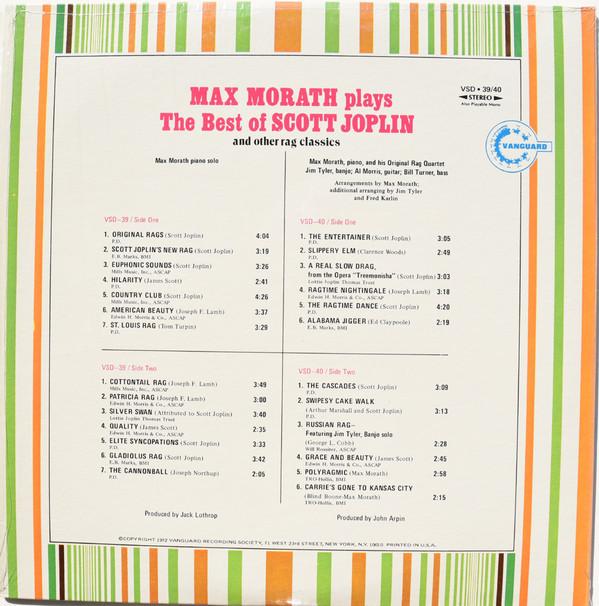 Max Morath – Max Morath Plays The Best Of Scott Joplin And Other Rag ...