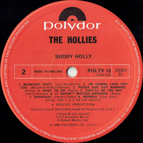 The Hollies – Buddy Holly (LP, Album) – akerrecords.nl