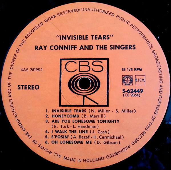 Ray Conniff And The Singers – Invisible Tears (LP, Album) – akerrecords.nl