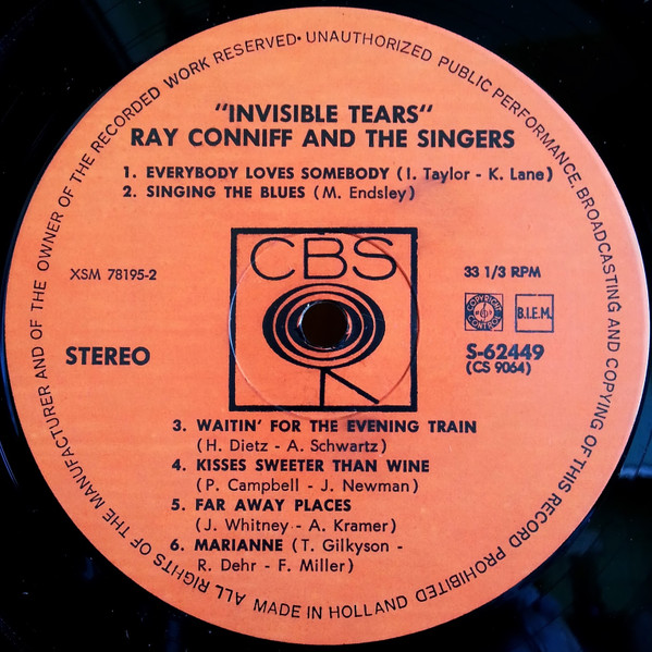 Ray Conniff And The Singers – Invisible Tears (LP, Album) – akerrecords.nl