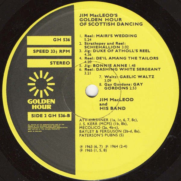 Jim MacLeod & His Band – Jim Macleod’s Golden Hour Of Scottish Dancing ...