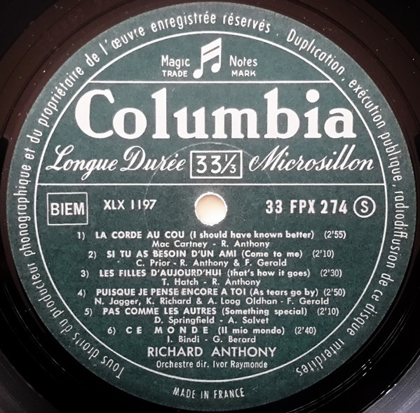 Richard Anthony (2) – La Corde Au Cou (LP, Album) – akerrecords.nl