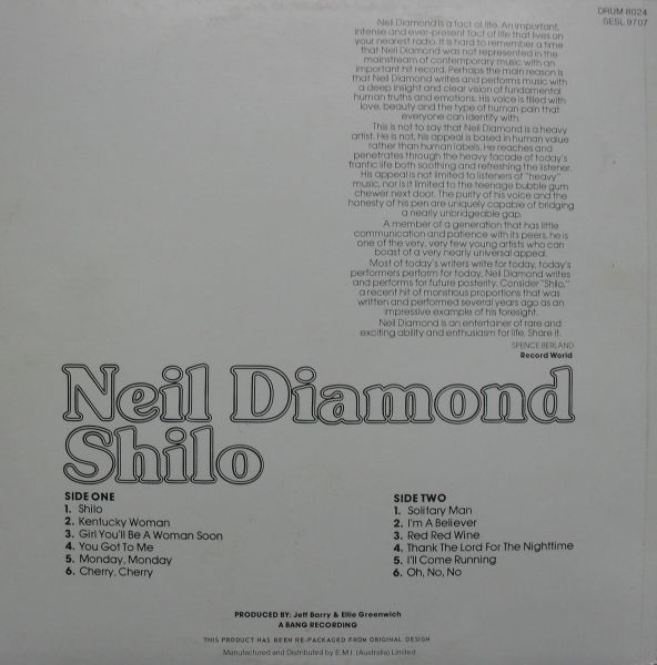 Neil Diamond – Shilo (LP, Comp, RE) – akerrecords.nl