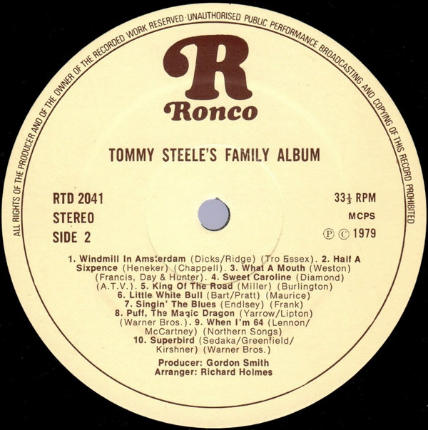 Tommy Steele – Tommy Steele’s Family Album (LP, Comp, Gat) – akerrecords.nl