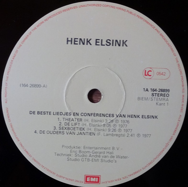 Henk Elsink – De Beste Liedjes En Conférences Van Henk Elsink (2xLP ...