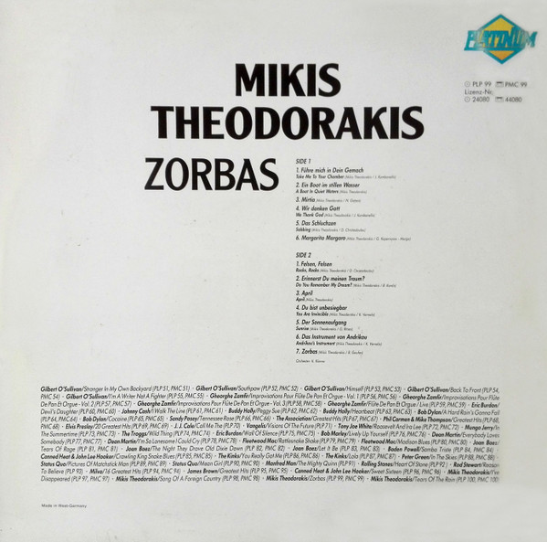 Mikis Theodorakis – Zorbas (LP, Comp) – akerrecords.nl