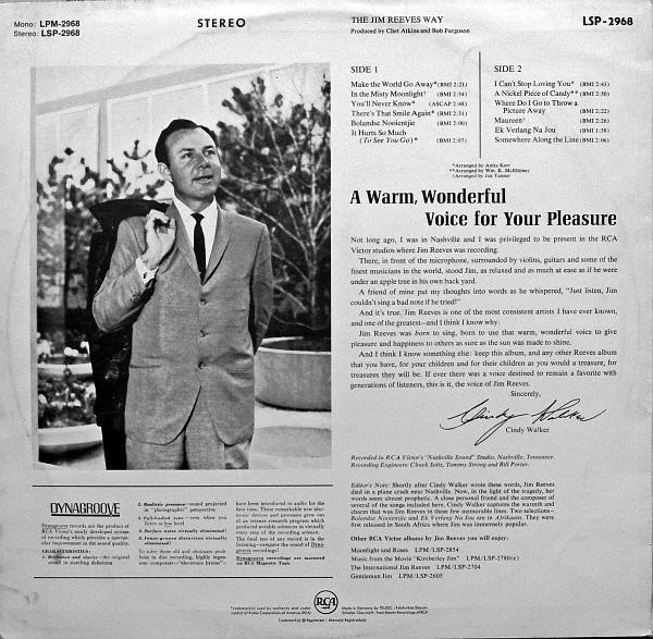 Jim Reeves – The Jim Reeves Way (LP, Album) – akerrecords.nl