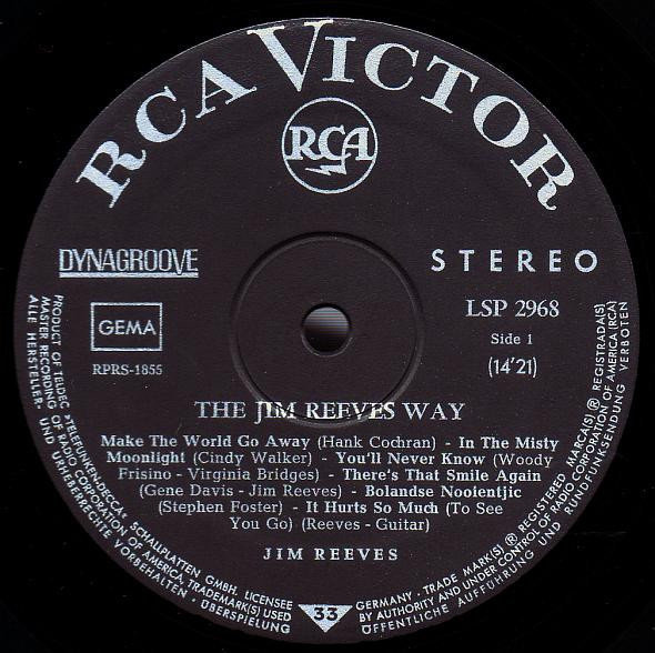 Jim Reeves – The Jim Reeves Way (LP, Album) – akerrecords.nl