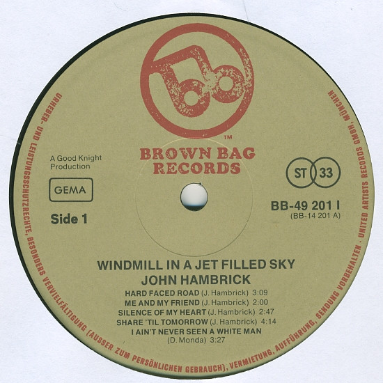 John Hambrick – Windmill In A Jet Filled Sky (LP, Album, Gat ...