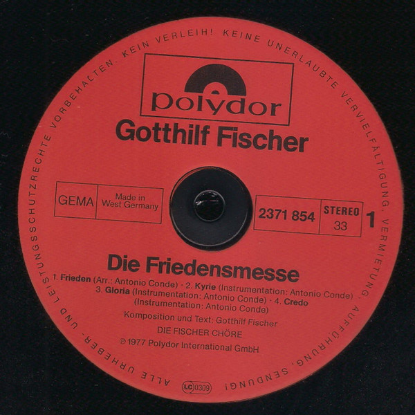 Gotthilf Fischer, Fischer Chöre – Die Friedensmesse (LP) – akerrecords.nl