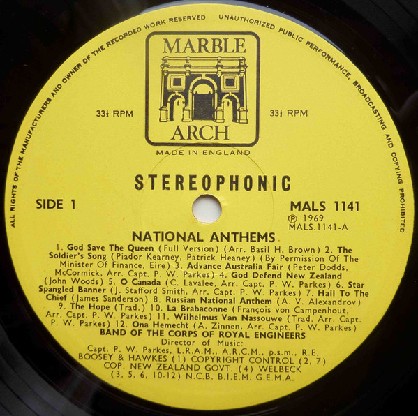 The Band Of The Corps Of Royal Engineers – National Anthems (LP, Comp ...