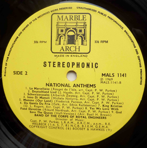 The Band Of The Corps Of Royal Engineers – National Anthems (LP, Comp ...