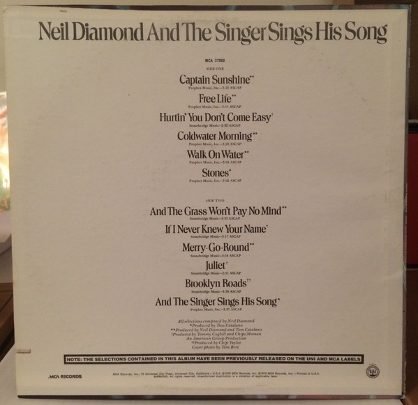 Neil Diamond – And The Singer Sings His Song (LP, Comp, RE ...