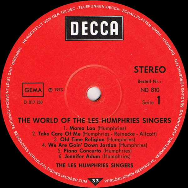 Les Humphries Singers – The World Of The Les Humphries Singers (LP ...