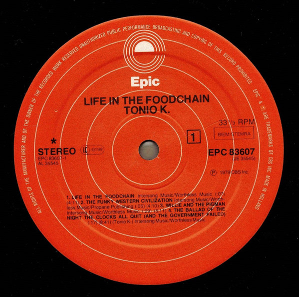 Tonio K. – Life In The Foodchain (LP, Album) – akerrecords.nl
