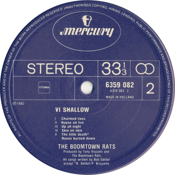 The Boomtown Rats – V Deep (LP, Album) – akerrecords.nl