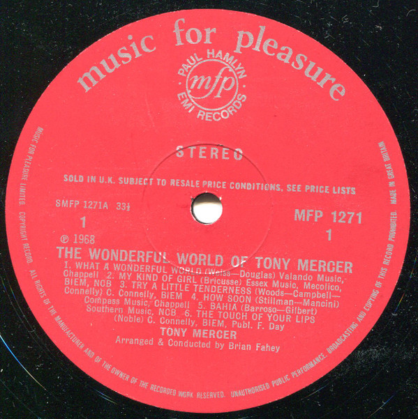Tony Mercer – The Wonderful World Of Tony Mercer (LP, Album ...