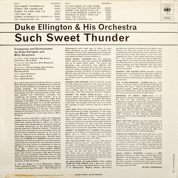 Duke Ellington And His Orchestra – Such Sweet Thunder (LP, Album, RE ...