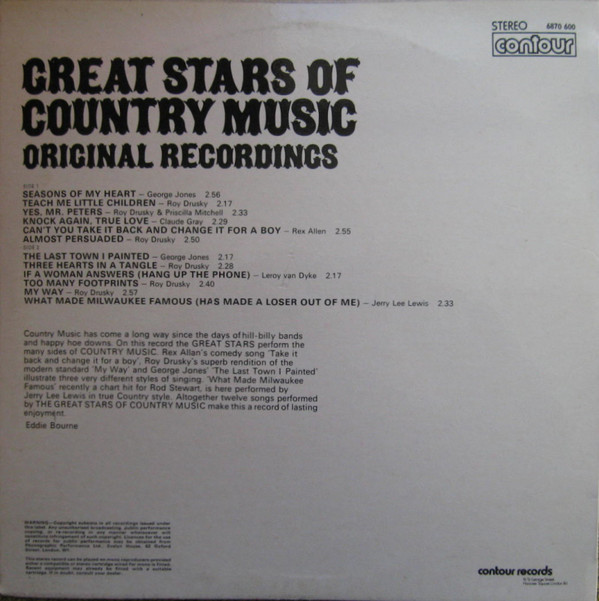 Various – Great Stars Of Country Music (LP, Comp) – akerrecords.nl