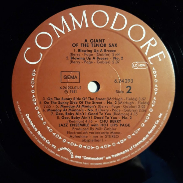 Leon “Chu” Berry – A Giant Of The Tenor Sax 1938 And 1941 (LP, Comp ...