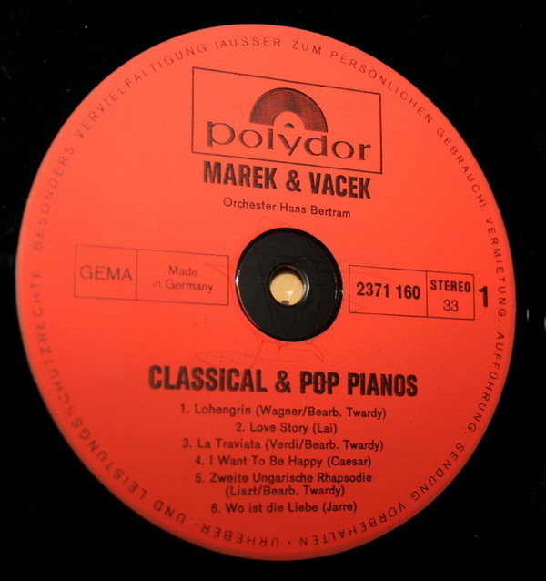 Marek & Vacek, Orchester Hans Bertram – Classical & Pop Pianos (LP ...