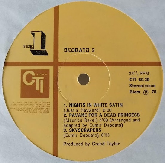 Eumir Deodato – Deodato 2 (LP, Album, RE, Gat) – akerrecords.nl