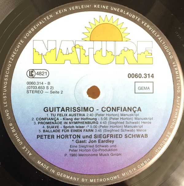 Peter Horton · Siegfried Schwab – Guitarissimo · Confiança (LP, Album ...