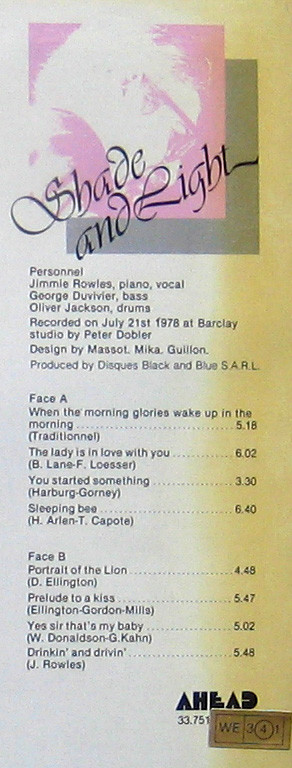 Jimmy Rowles – Shade And Light (LP, Album) – akerrecords.nl