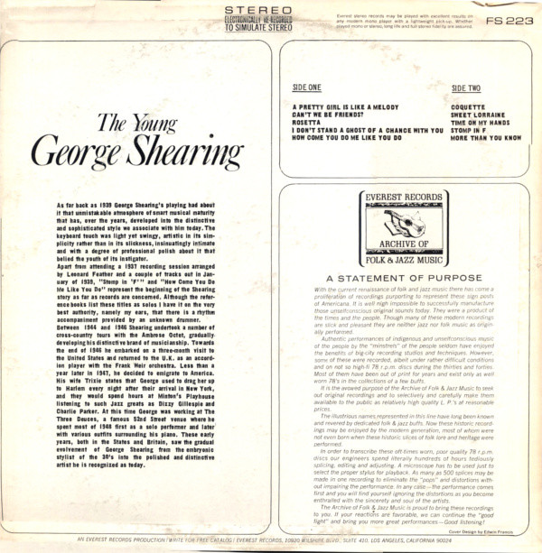 George Shearing – The Young George Shearing (LP) – akerrecords.nl