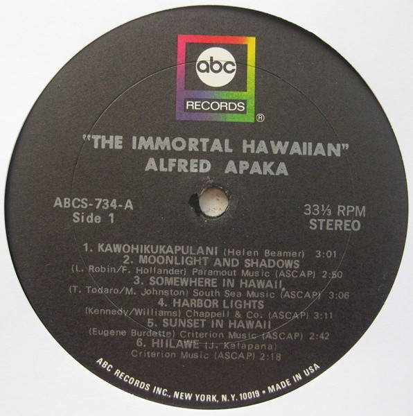 Alfred Apaka – The Immortal Hawaiian (LP, Album) – akerrecords.nl