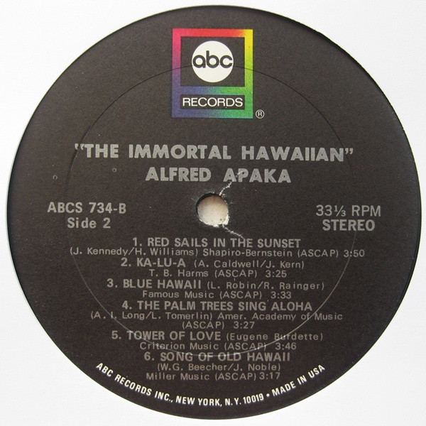 Alfred Apaka – The Immortal Hawaiian (LP, Album) – akerrecords.nl