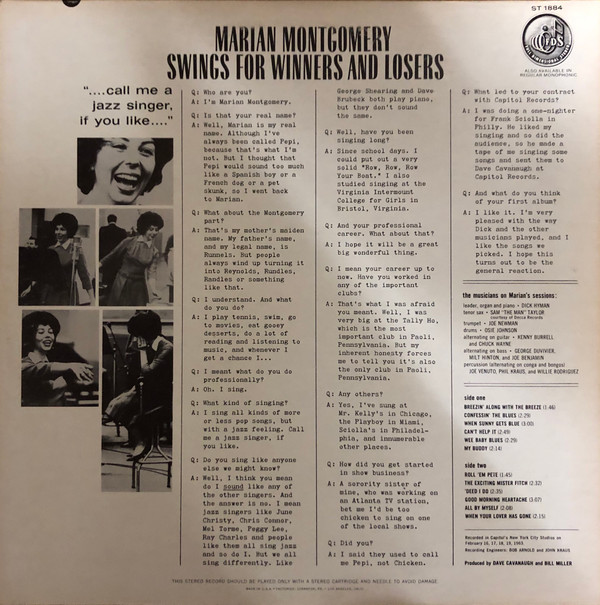 Marian Montgomery – Swings For Winners And Losers (LP, Album) – akerrecords.nl