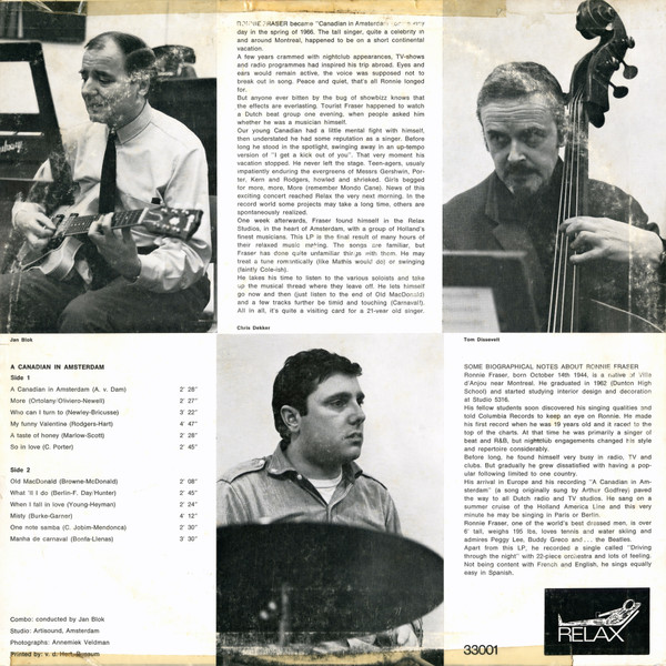Ronnie Fraser – A Canadian In Amsterdam (LP, Album) – akerrecords.nl