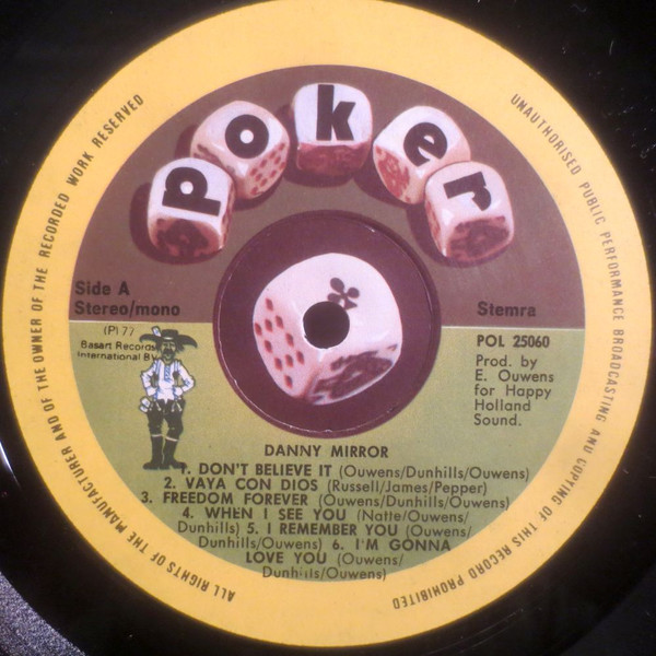 Danny Mirror – Danny Mirror (LP, Album) – akerrecords.nl