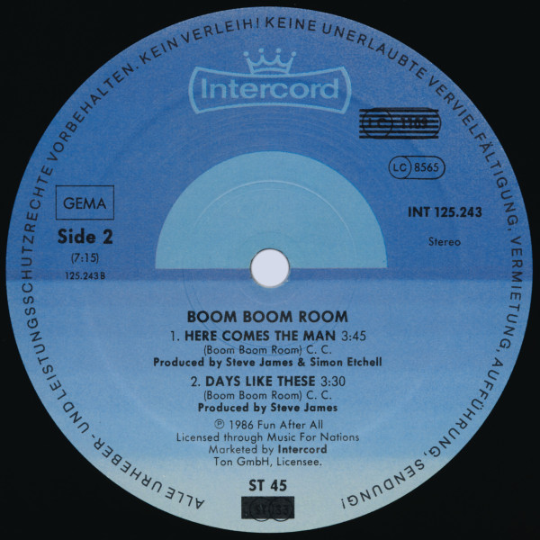 Boom Boom Room – Here Comes The Man (12″, Maxi) – akerrecords.nl