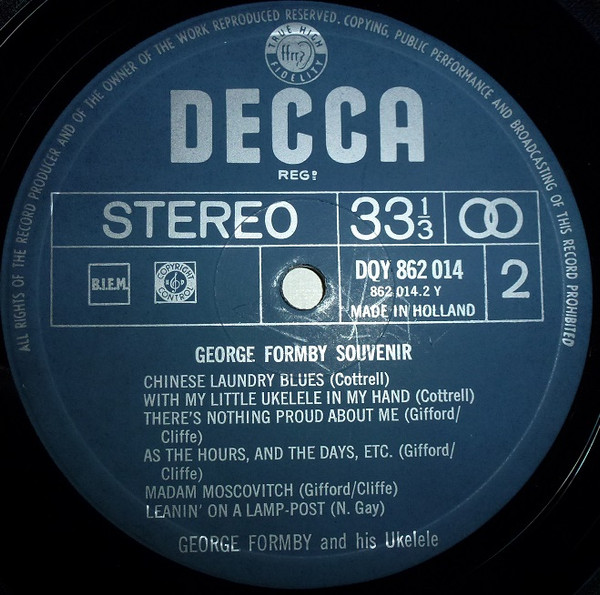 George Formby – Souvenir (LP, Comp) – akerrecords.nl