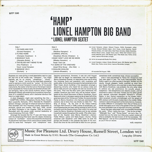 Lionel Hampton – Hamp (LP, Album, RE) – akerrecords.nl